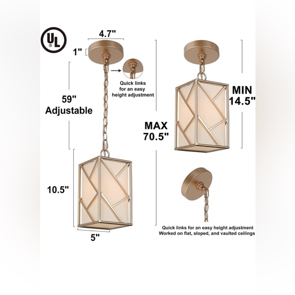 Accents | Optimant Lighting Gold Pendant Lighting With Fabric Shade ...